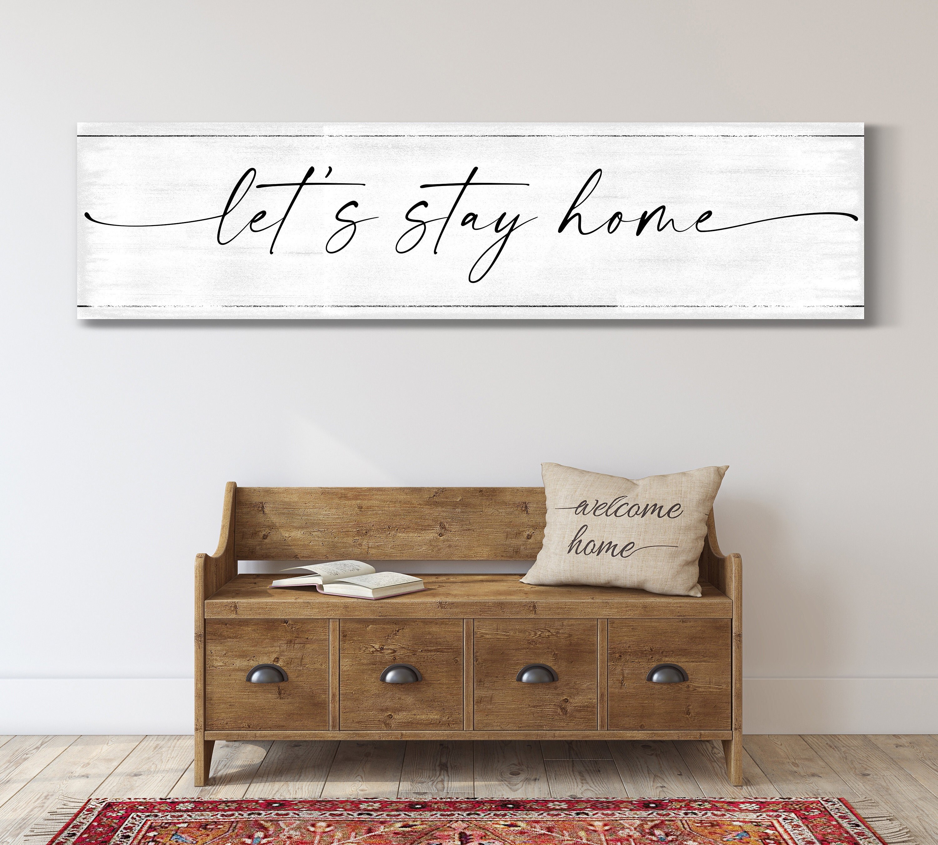 Lets Stay Home Sign, Let's Stay Home Canvas Sign, Living Room Wall ...