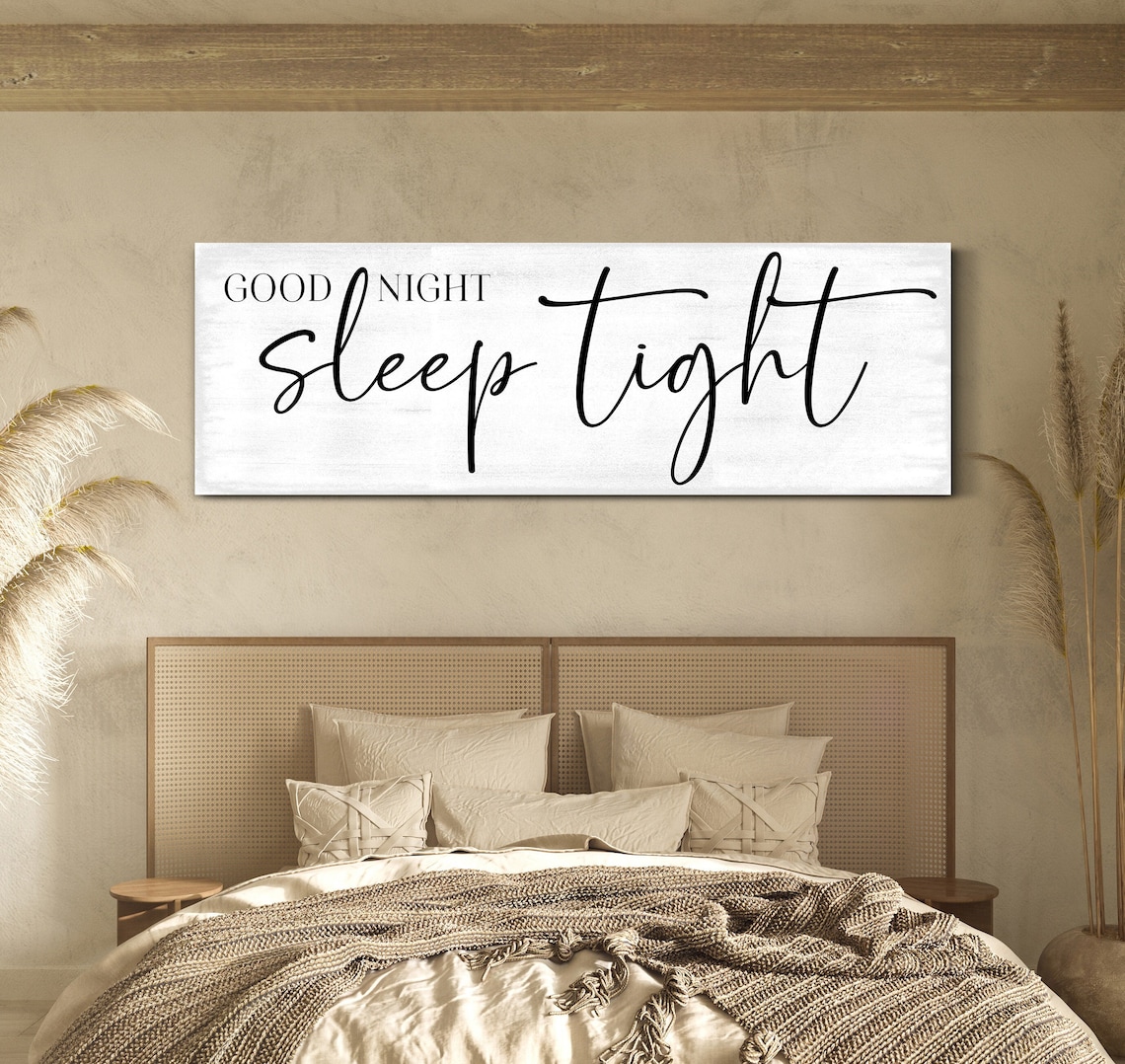 Good Night Sleep Tight Sign, Go to Sleep Sign, Master Bedroom Sign ...