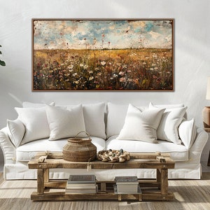Countryside Wall Art, Vintage Wildflowers Wall Decor, Farmhouse Canvas ...
