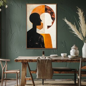 Abstract People Wall Art, Abstract Black White People Wall Decor ...