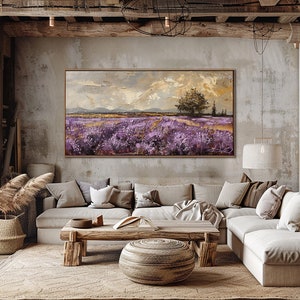 Purple Lavender Fields Wall Art, Modern Farmhouse Decor, Abstract ...