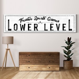 Lower Level Sign, Basement Sign, Lounge Decor, Movie Room Decor, Man ...