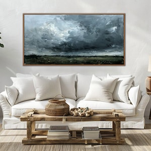 Clouds and Sky Wall Art, Vintage Cloudy Sky Wall Decor, Abstract Landscape Home Decor, Living ...