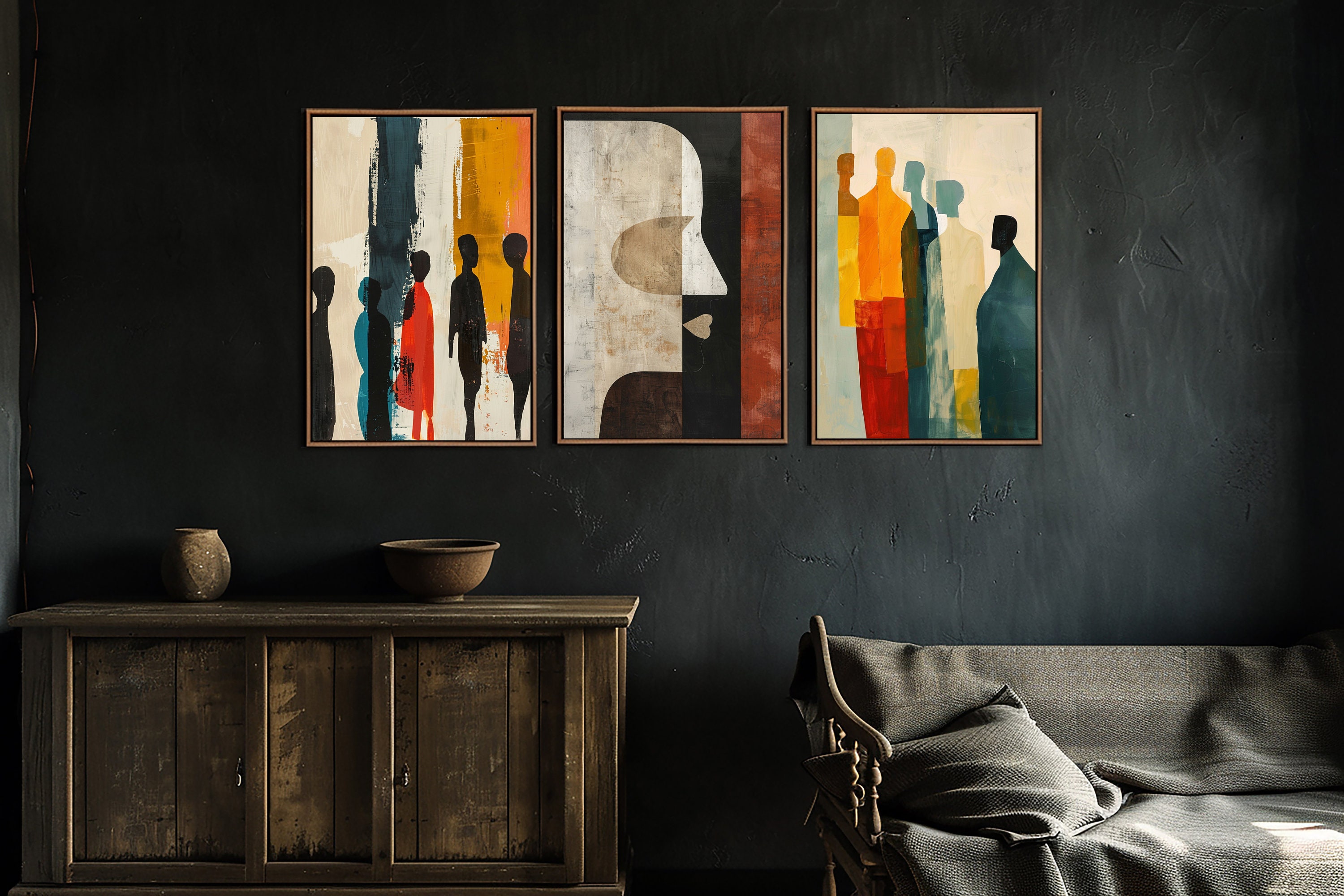 Abstract People Sign, Mid Century Human Silhouette Wall Art, Vintage ...