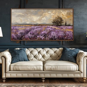 Purple Lavender Fields Wall Art, Modern Farmhouse Decor, Abstract ...