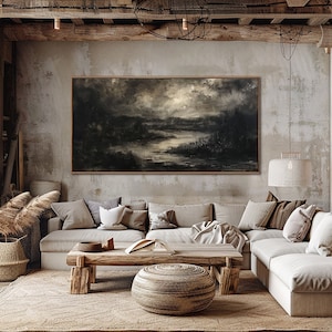 Abstract Moody Wall Art, Moody Landscape Wall Decor, Vintage Black ...