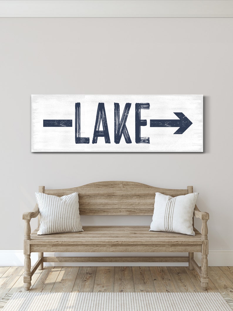 Lake Sign With Arrow, Lake Direction Sign, Lake Sign, Lake House Decor ...