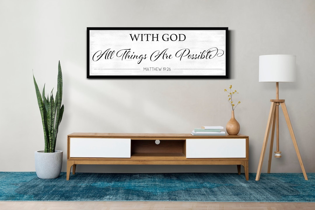 With God All Things Are Possible Sign, Christian Wall Decor, Bible Wall ...