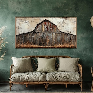Old Barn Wall Art, Farmhouse Wall Decor, Rustic Homestead Framed Canvas ...