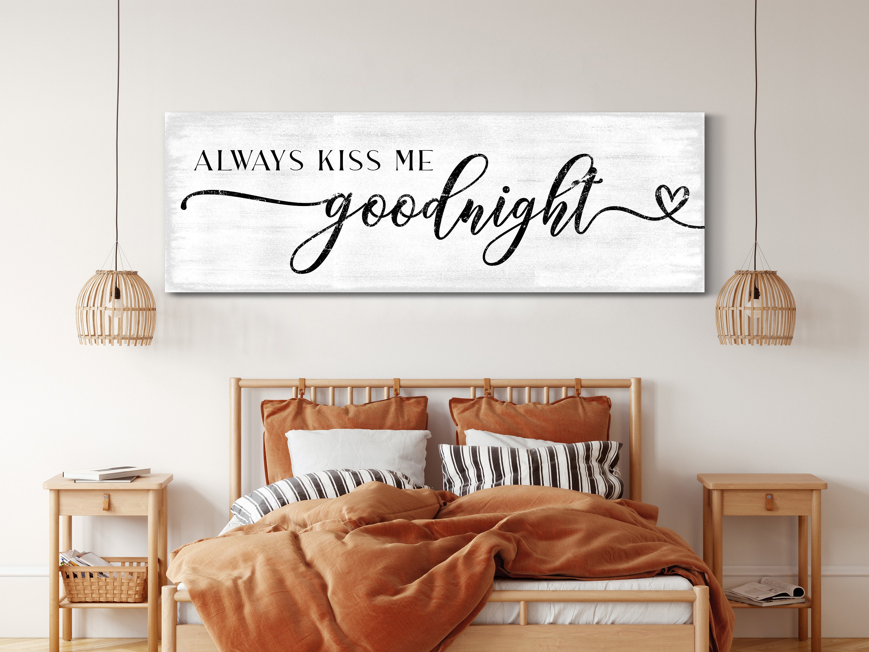 Always Kiss Me Goodnight Sign Master Bedroom Sign Bedroom - Etsy