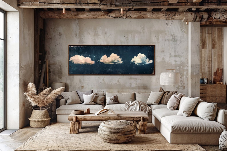 Abstract Clouds Wall Art, Cloudy Sky Wall Decor, Dark Blue Gallery ...
