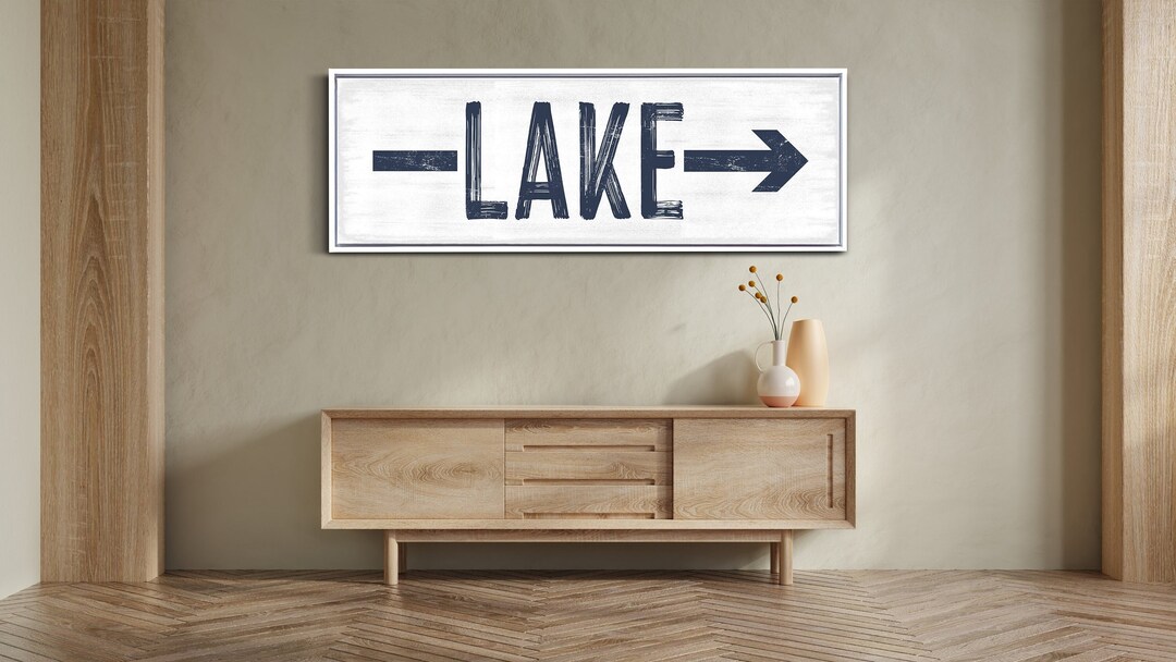 Lake Sign With Arrow, Lake Direction Sign, Lake Sign, Lake House Decor ...