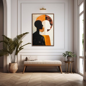 Abstract People Wall Art, Abstract Black White People Wall Decor ...