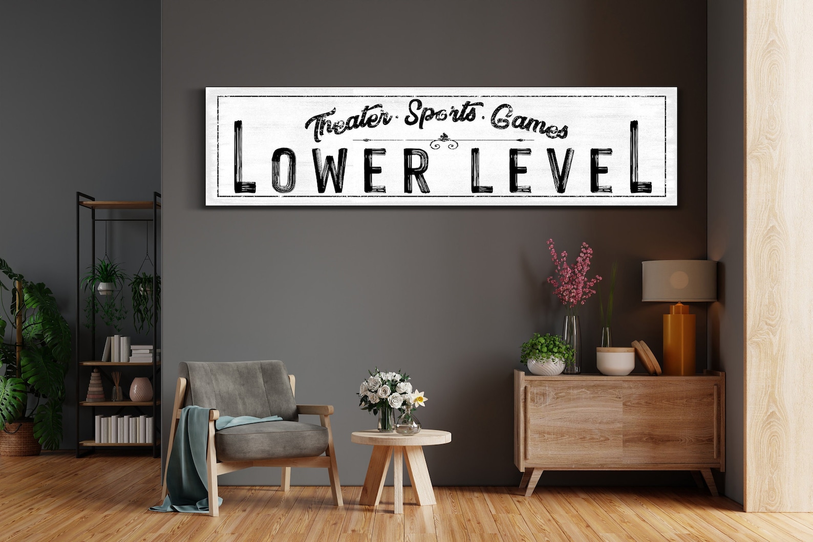 Lower Level Sign, Basement Sign, Lounge Decor, Movie Room Decor, Man ...