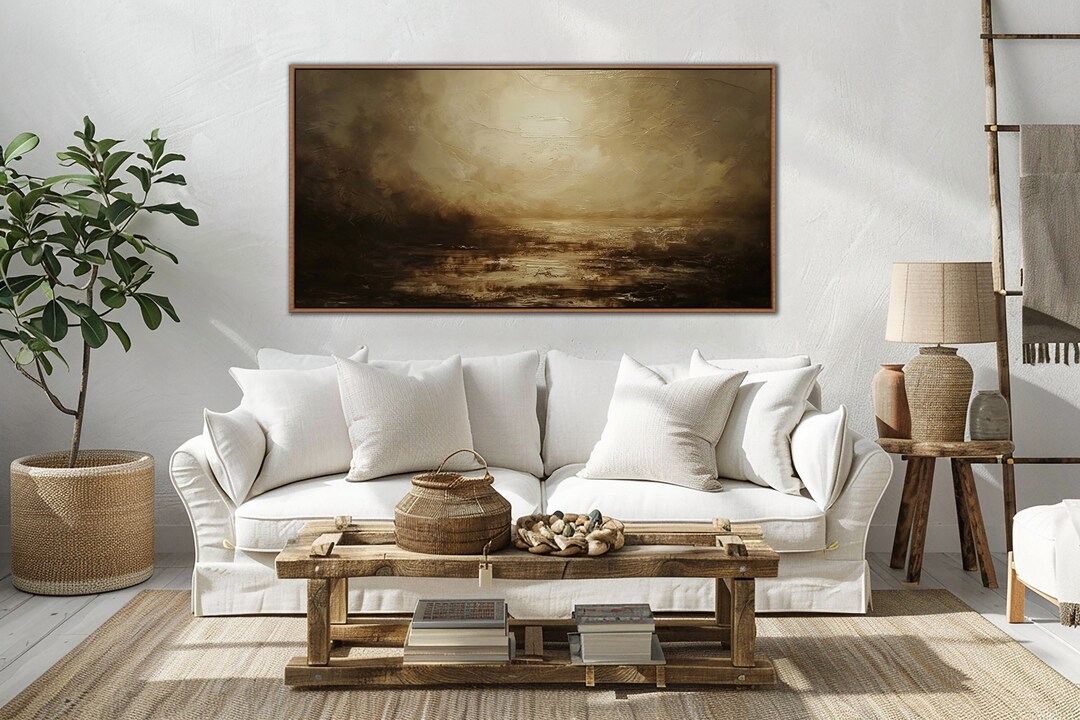 Abstract Moody Landscape Wall Art, Vintage Monotone Landscape Decor ...