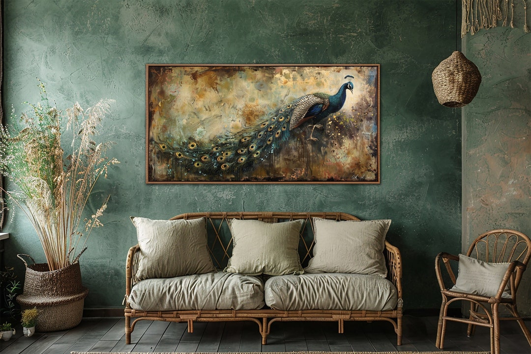 Abstract Peacock Wall Art Vintage Peacock Wall Decor Tropical Bird Home Decor Farmhouse