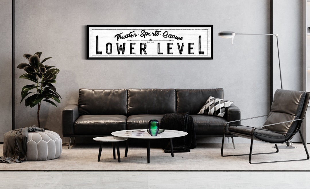 Lower Level Sign Basement Sign Lounge Decor Movie Room - Etsy
