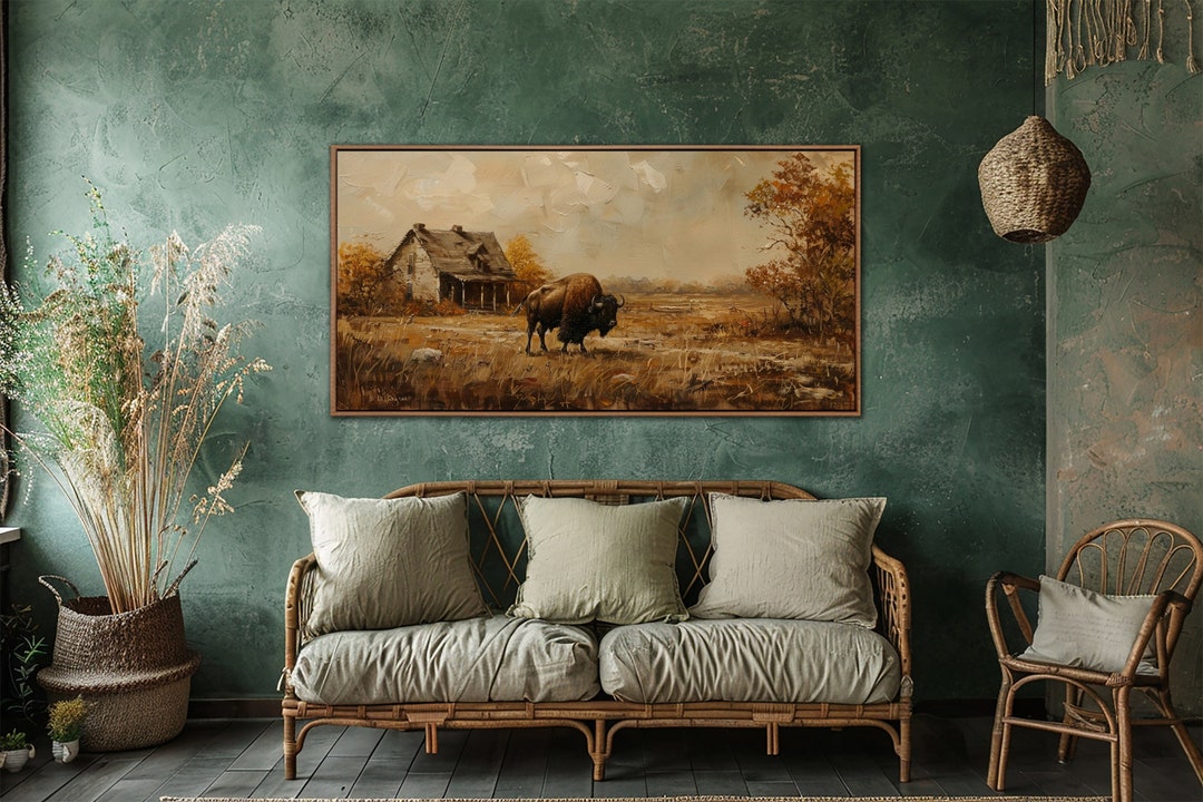 Buffalo Wall Art, Vintage Farmhouse Wall Decor, Rustic Western Sign ...