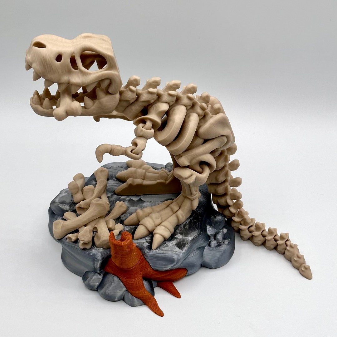Flexi T-rex Skeleton - 3D Printed Fun & Flexible Articulated Fidget Toy ...