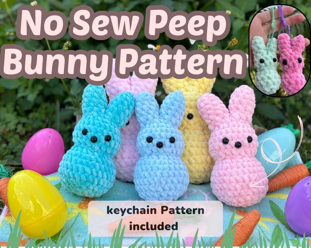 No Sew Easter Peep Bunny Crochet Pattern - Free Keychain Peep Pattern ...