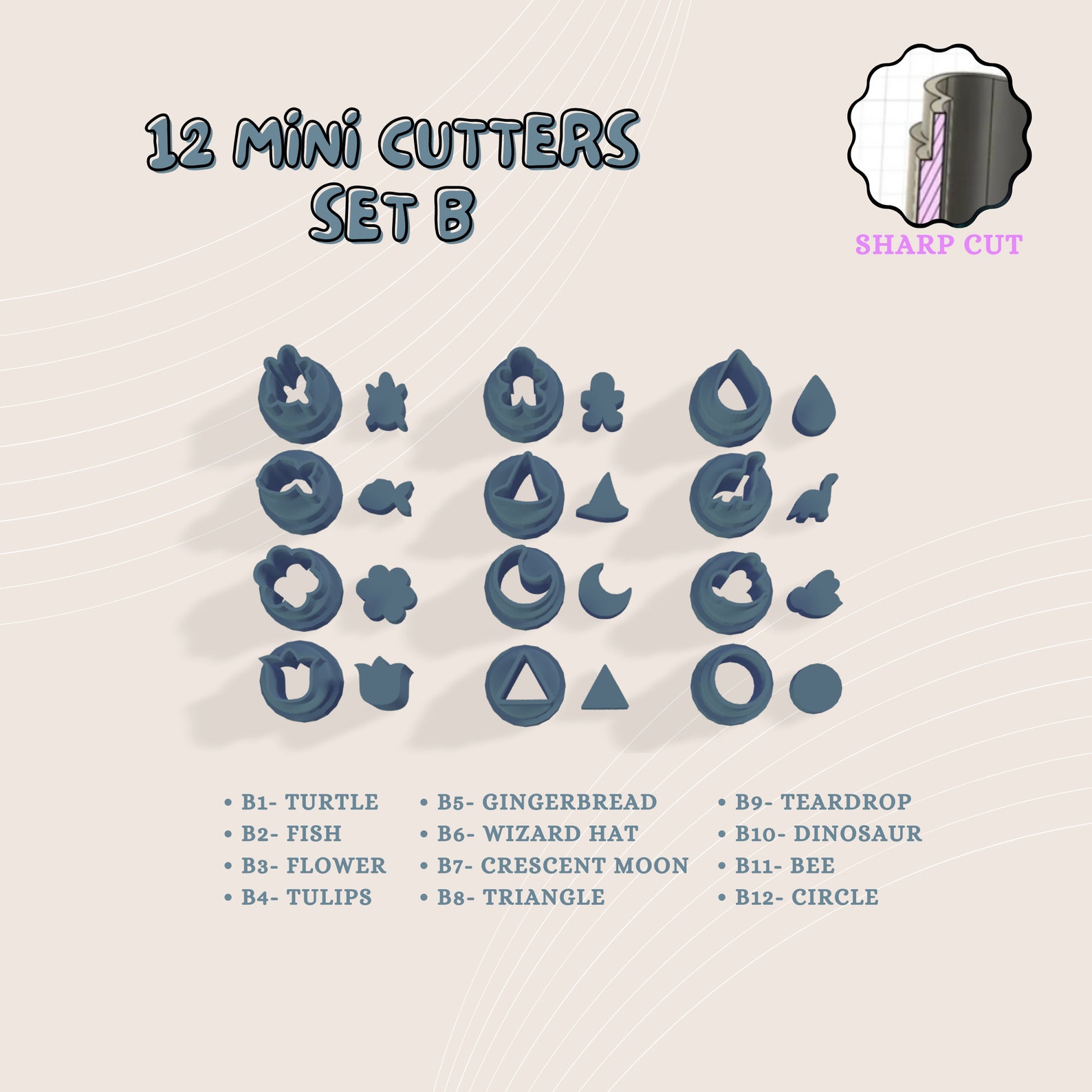 36 Micro Clay Cutters, STL Digital File Cutter, Bundle Cutter, Mini ...