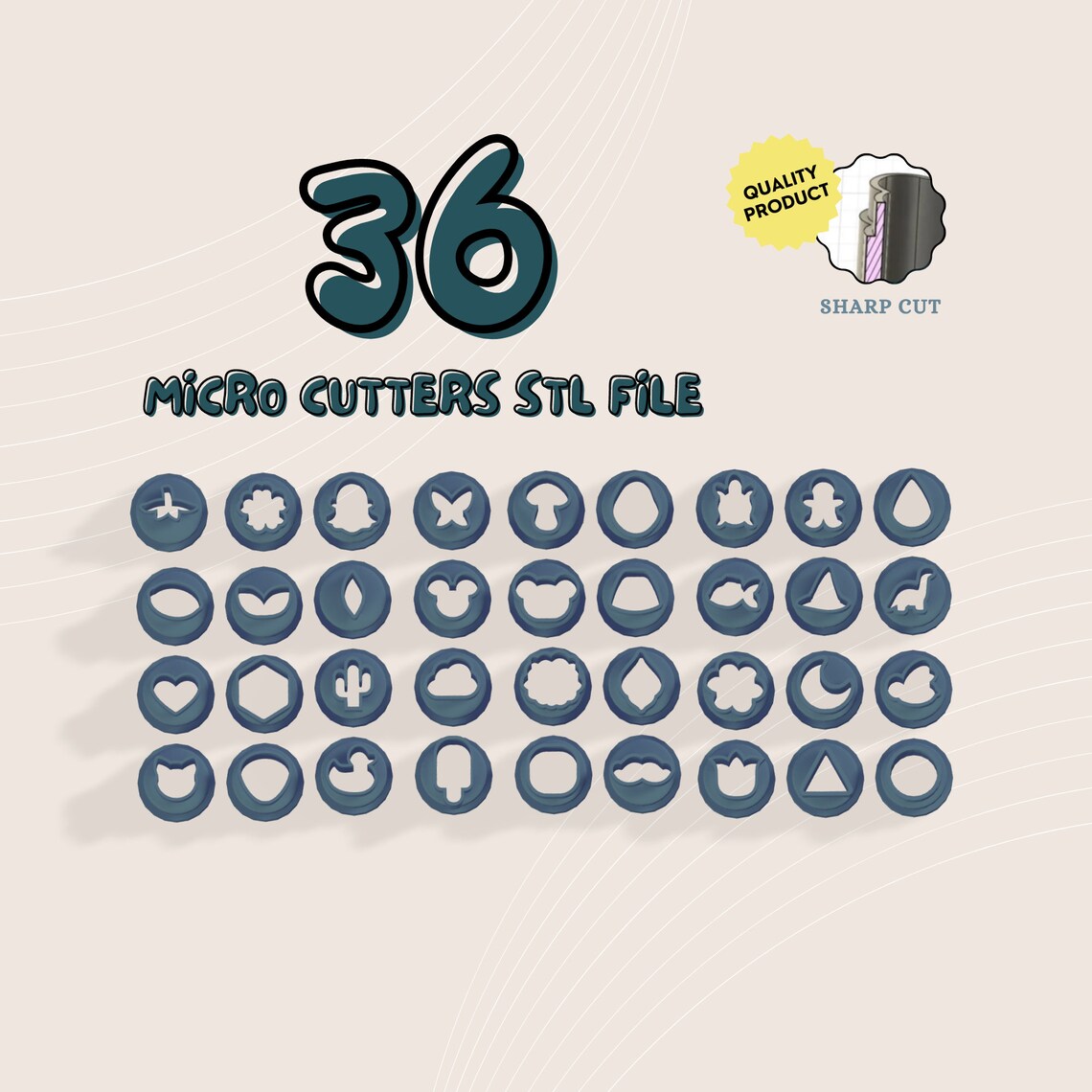 36 Micro Clay Cutters, STL Digital File Cutter, Bundle Cutter, Mini ...