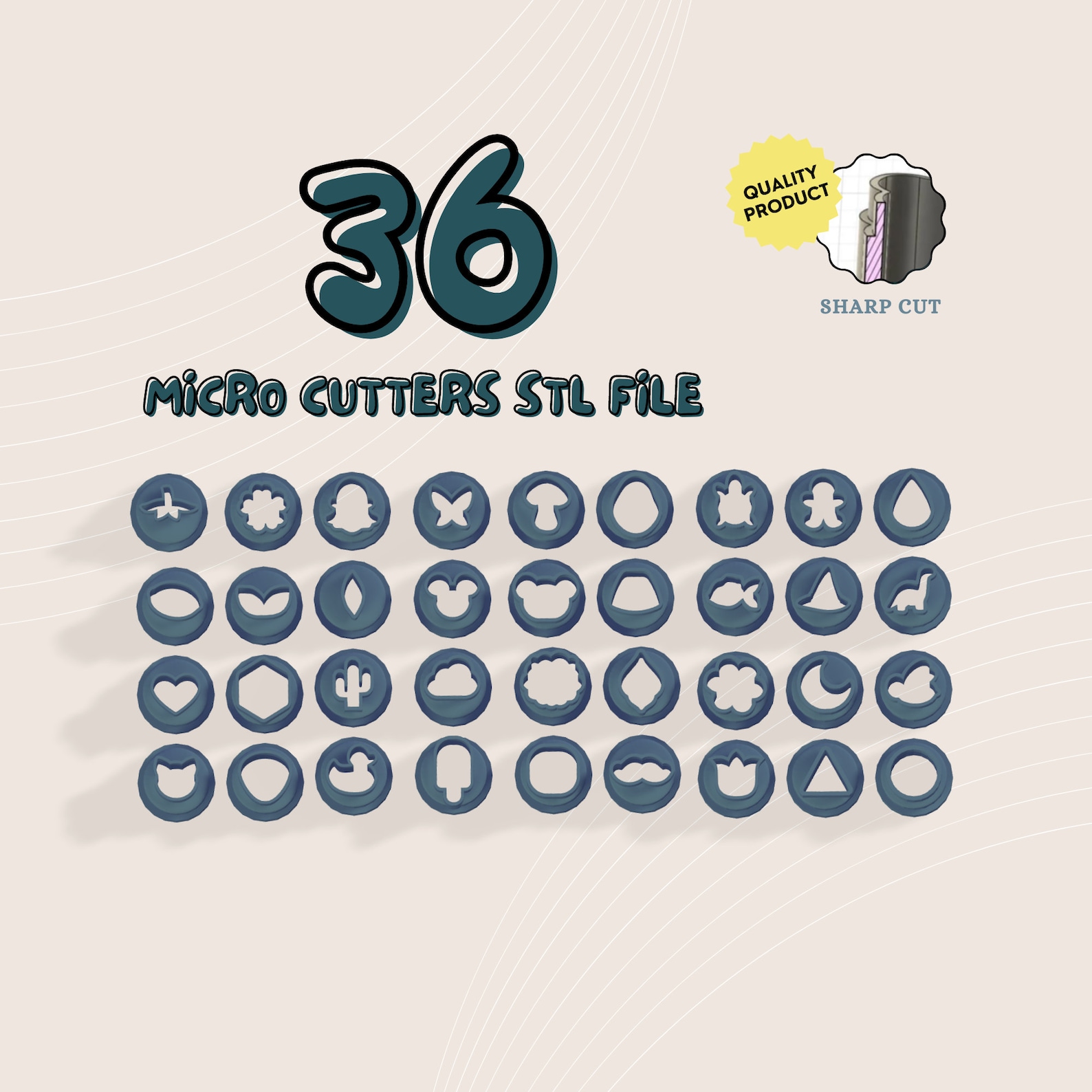 36 Micro Clay Cutters, STL Digital File Cutter, Bundle Cutter, Mini ...