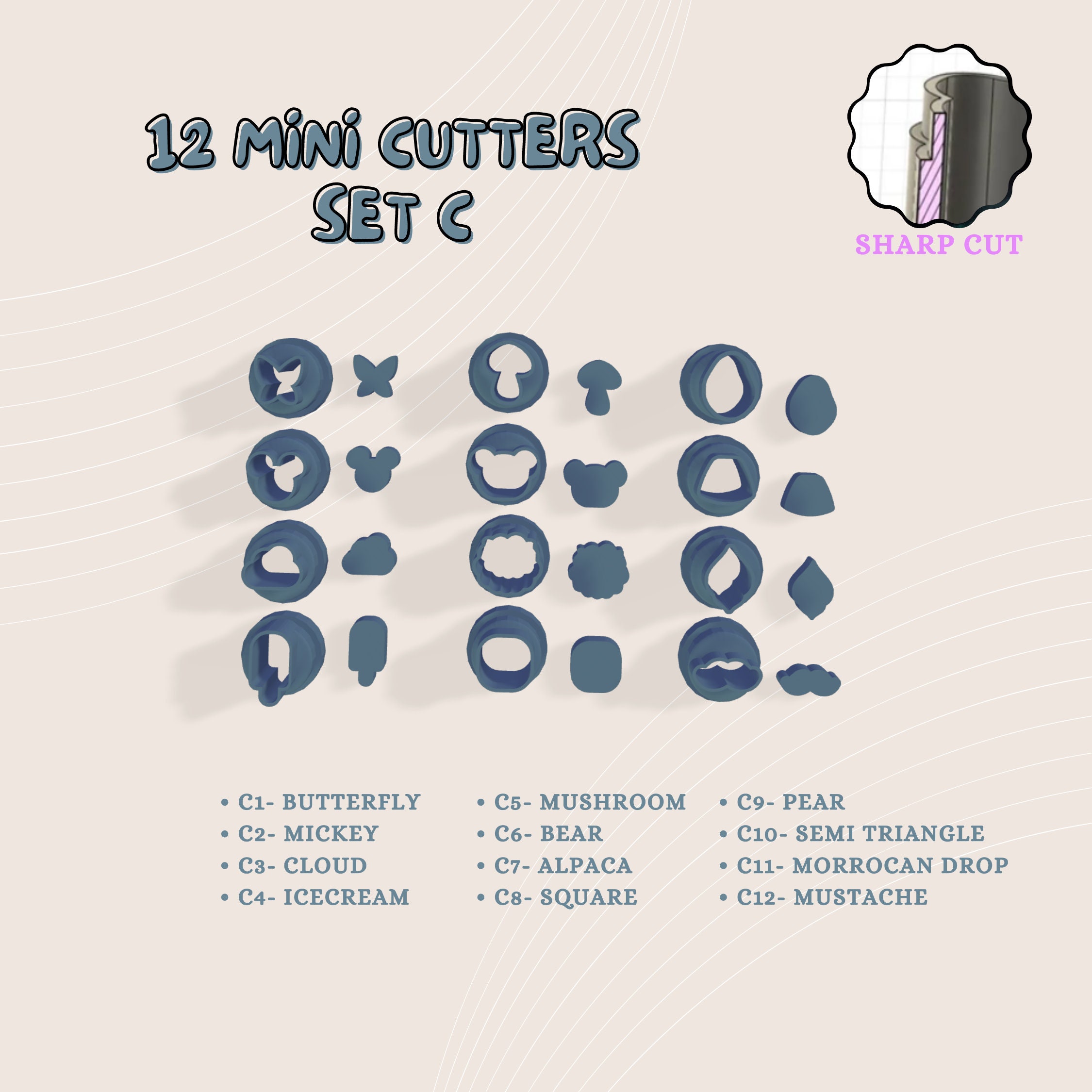 36 Micro Clay Cutters, STL Digital File Cutter, Bundle Cutter, Mini ...