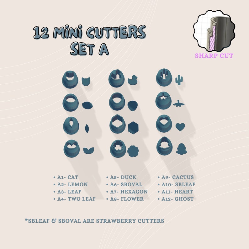 36 Micro Clay Cutters, STL Digital File Cutter, Bundle Cutter, Mini ...