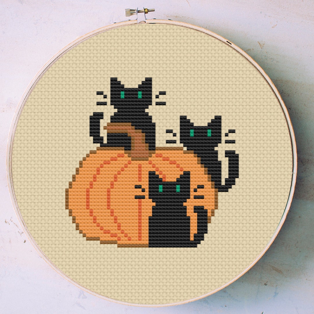 Black Cat Cross Stitch Pattern PDF | INSTANT DOWNLOAD | Halloween Cross ...