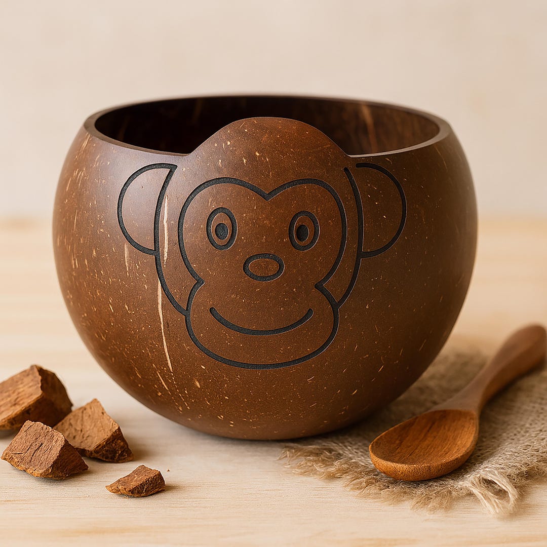 Handmade Coconut Shell Monkey Bowl | Eco-friendly Kids Snack Bowl - Etsy