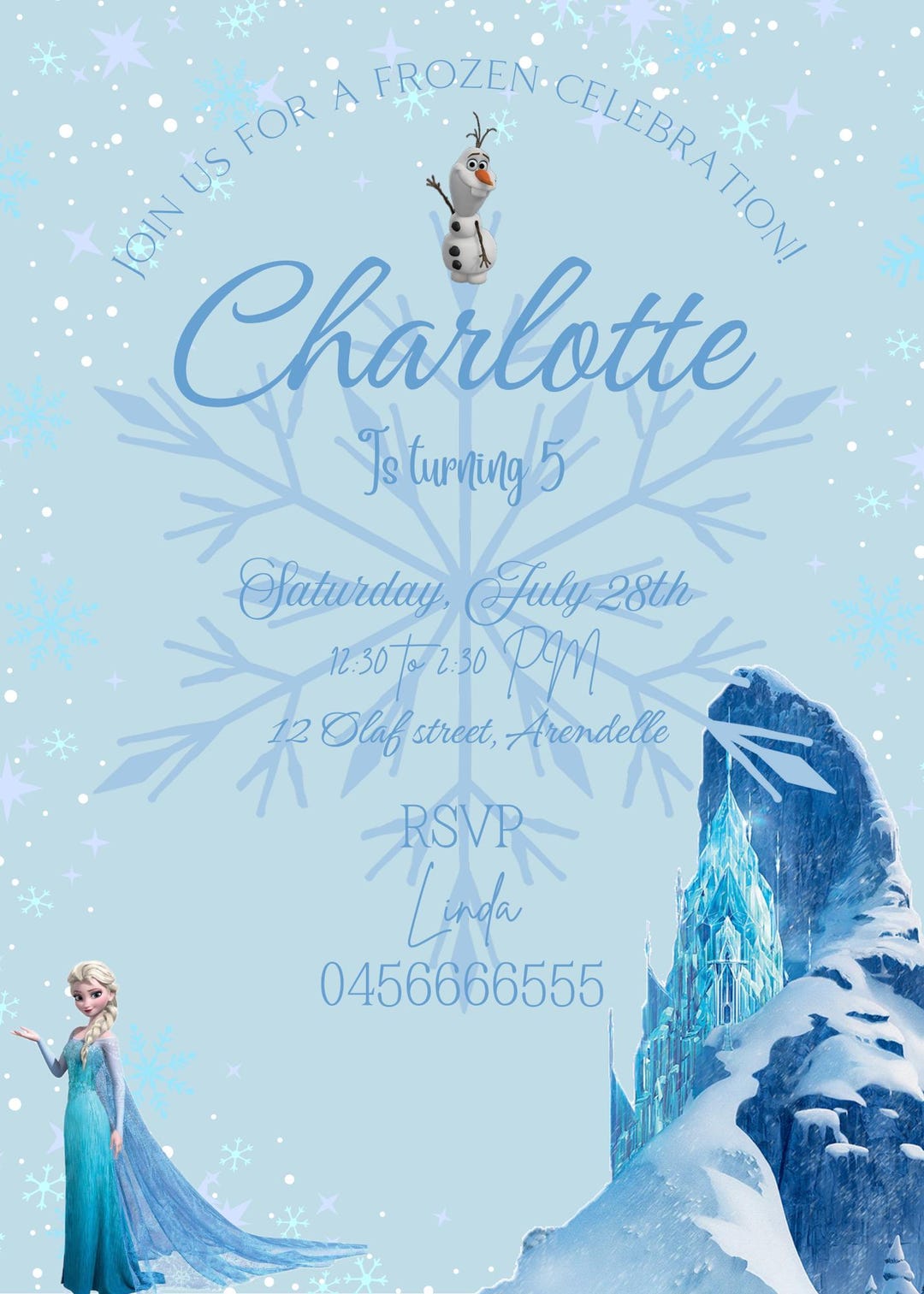 Frozen Digital Birthday Invitation - Etsy