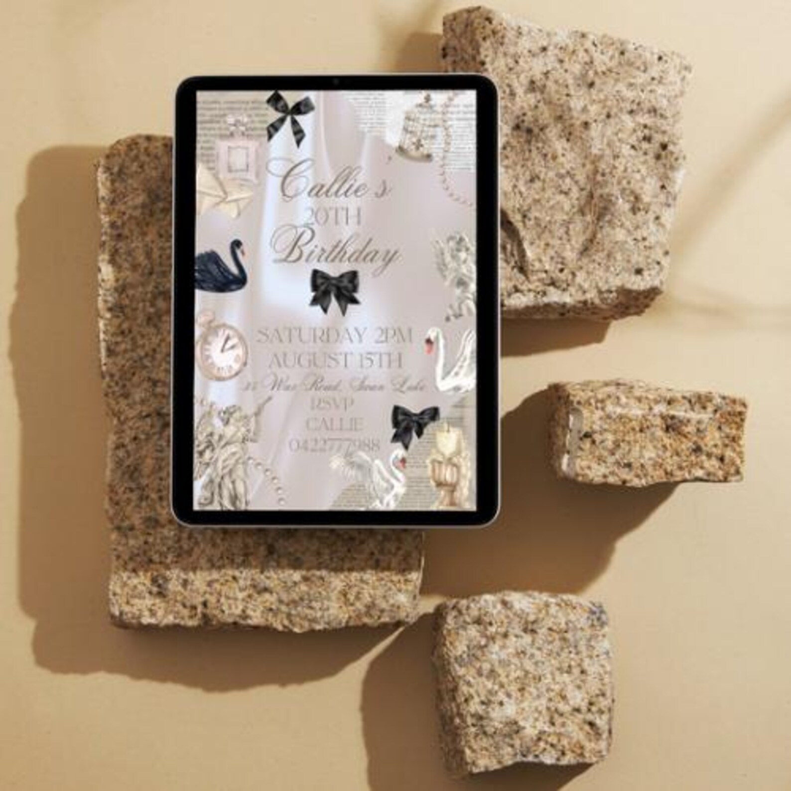 Aesthetic Satin/swan/simple Girl Birthday Invitation - Etsy