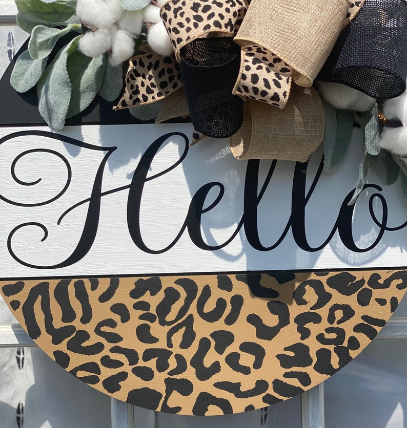 Welcome Signs for Front Door Shiplap Leopard Print Hello - Etsy