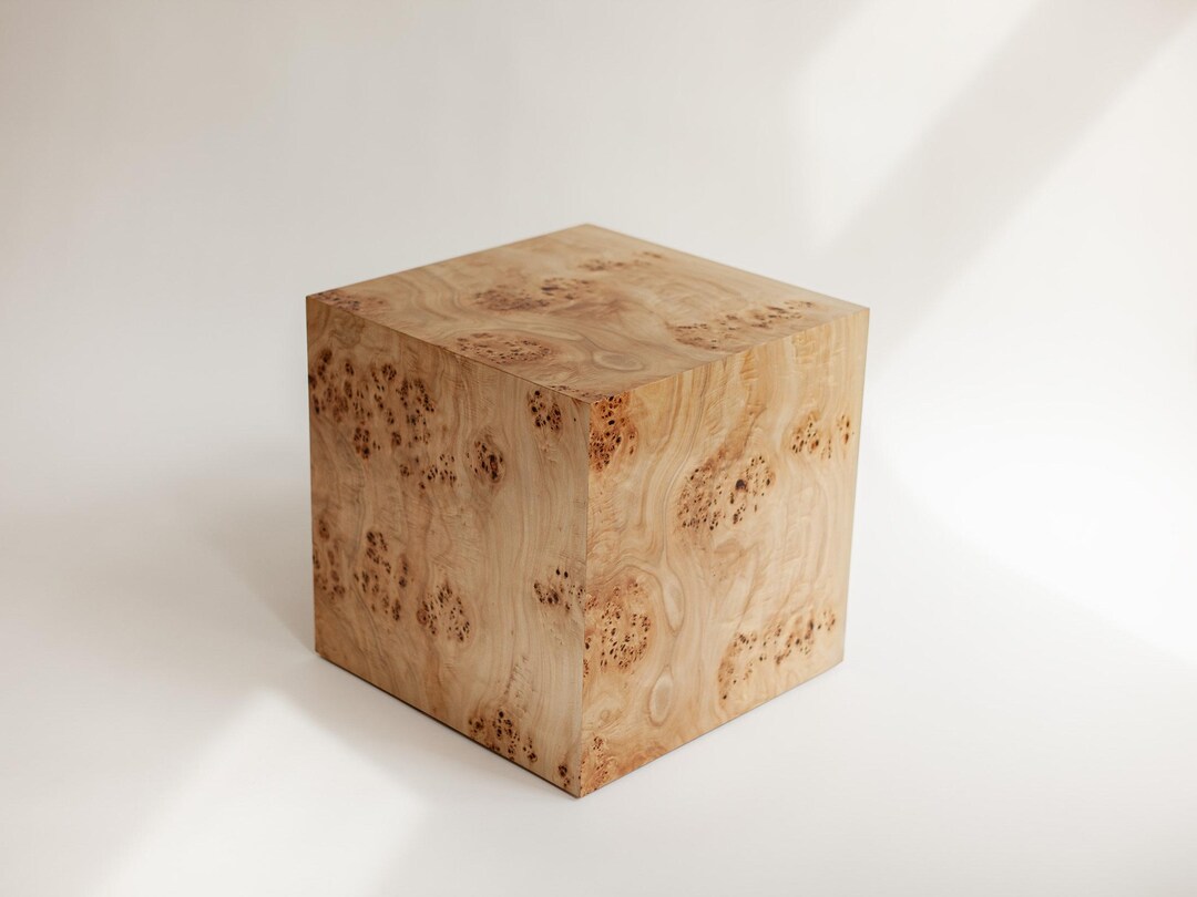 Plinth Cube Side Table Poplar Burlwood 45 45 45 Cm - Etsy