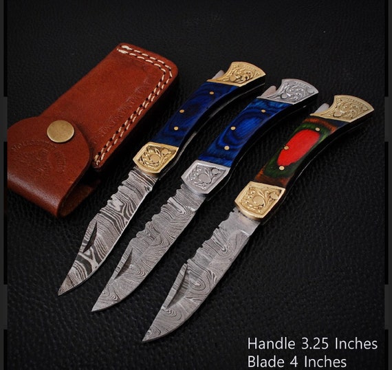 Custom Handmade Pocket Back Lock Folding Damascus Knife - Etsy