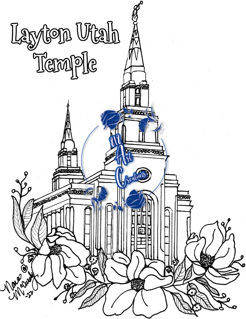 Printable Layton Utah Temple Coloring Page - Etsy