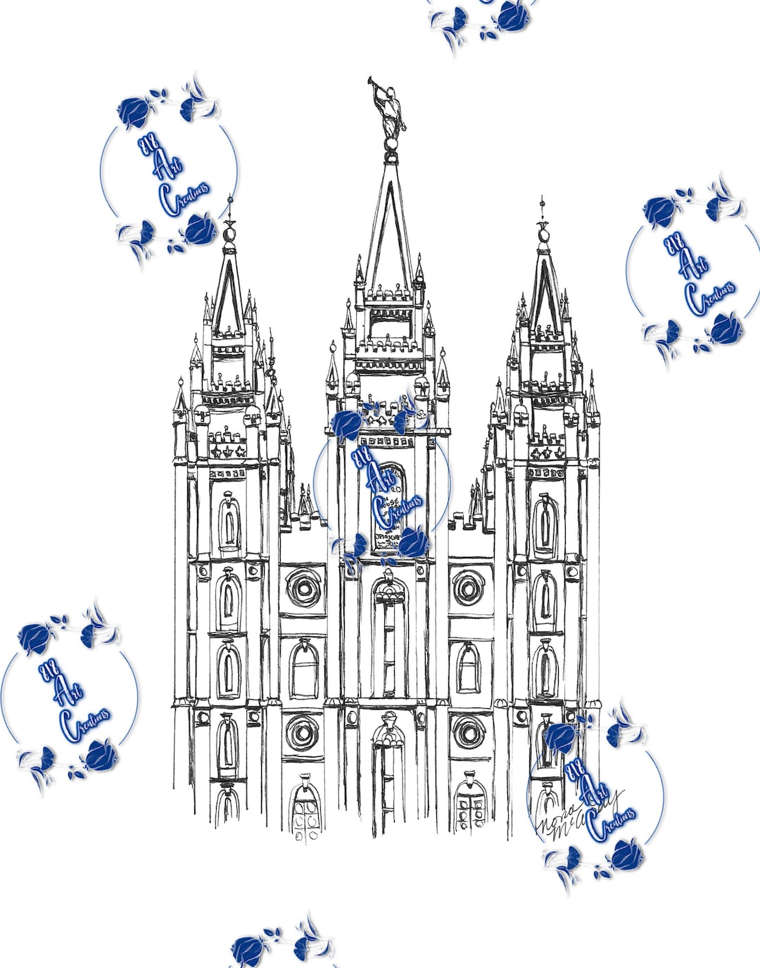 PRINTABLE Salt Lake City Utah Temple Pen Sketch Drawing DIGITAL FILE - Etsy