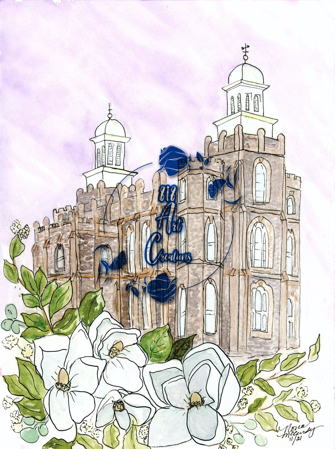 Logan Temple Watercolor Painting DIGITAL File - Etsy