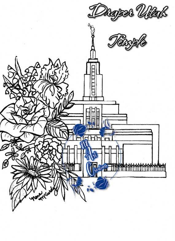 PRINTABLE Draper Utah Temple Coloring Page - Etsy