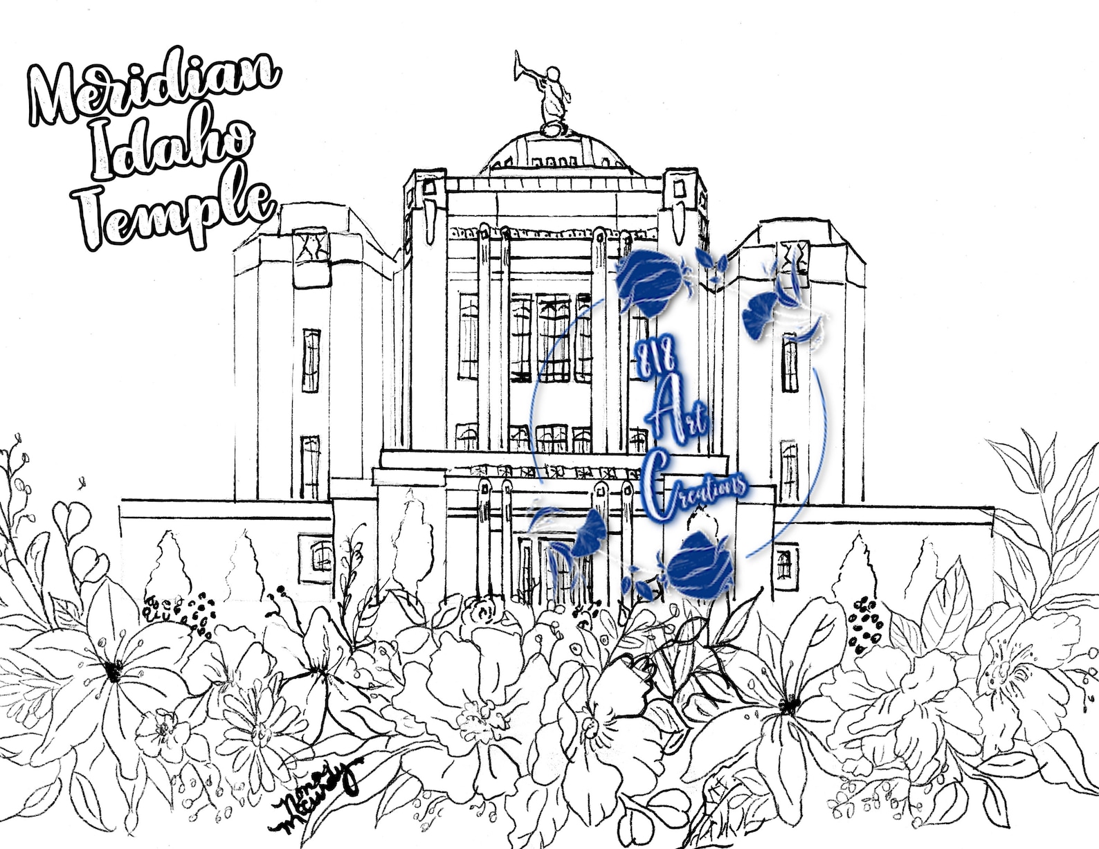 PRINTABLE Meridian Idaho Temple Coloring Page DIGITAL COPY - Etsy
