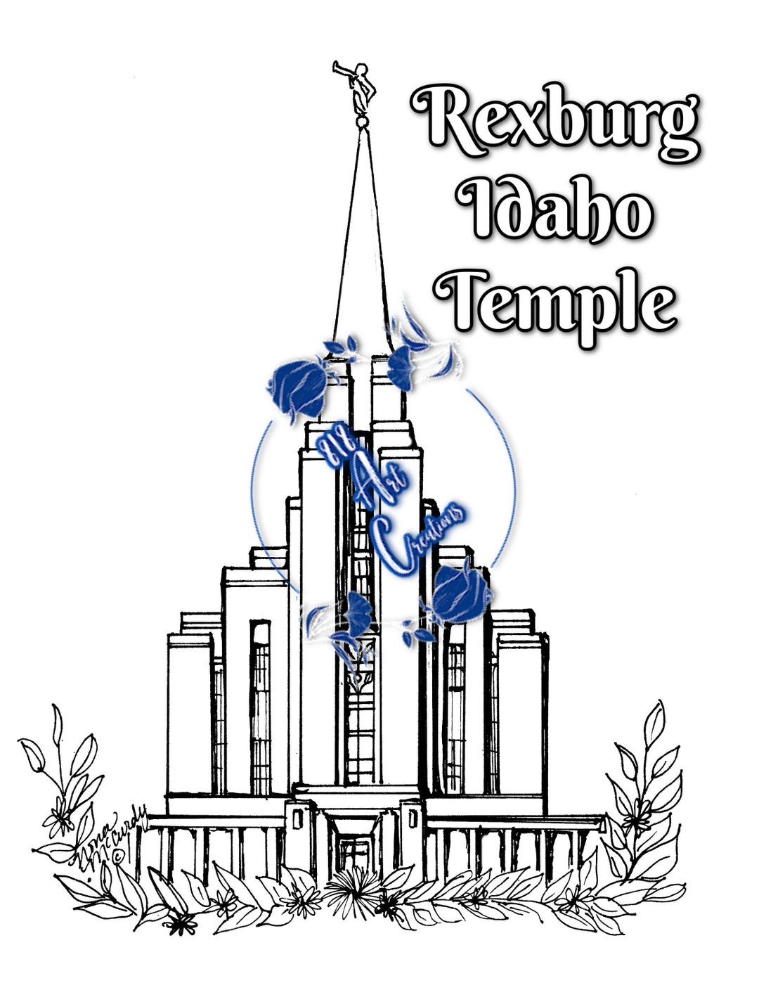 Printable Rexburg Idaho Temple Coloring Page - Etsy