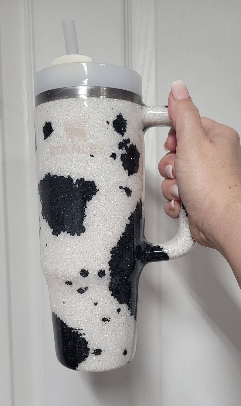 Cow Print Cow Hide Glitter Tumbler Handmade Cow Hide Etsy