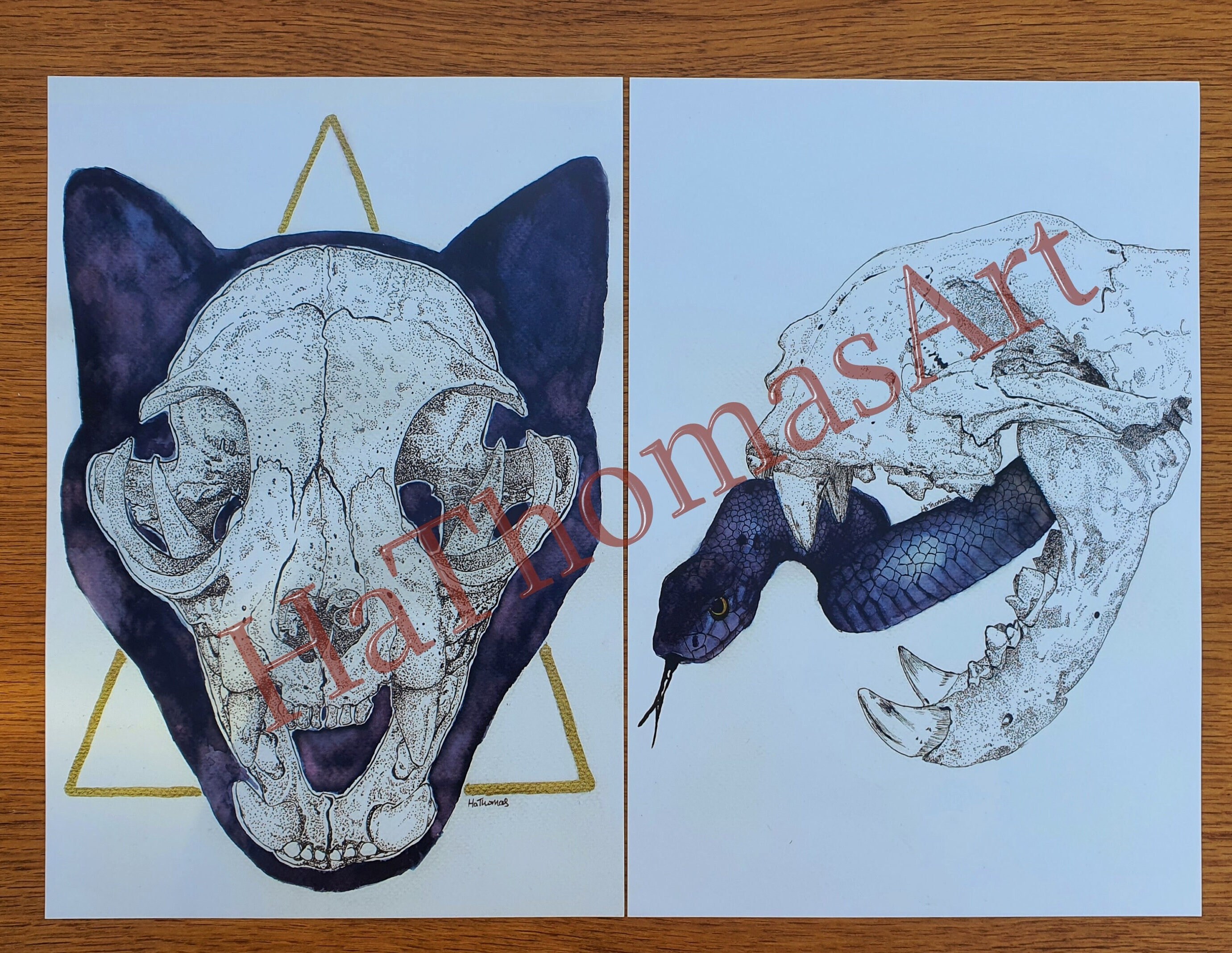 Spirit Cat Skull A4 Art Print Tattoo Style Gothic Decor - Etsy