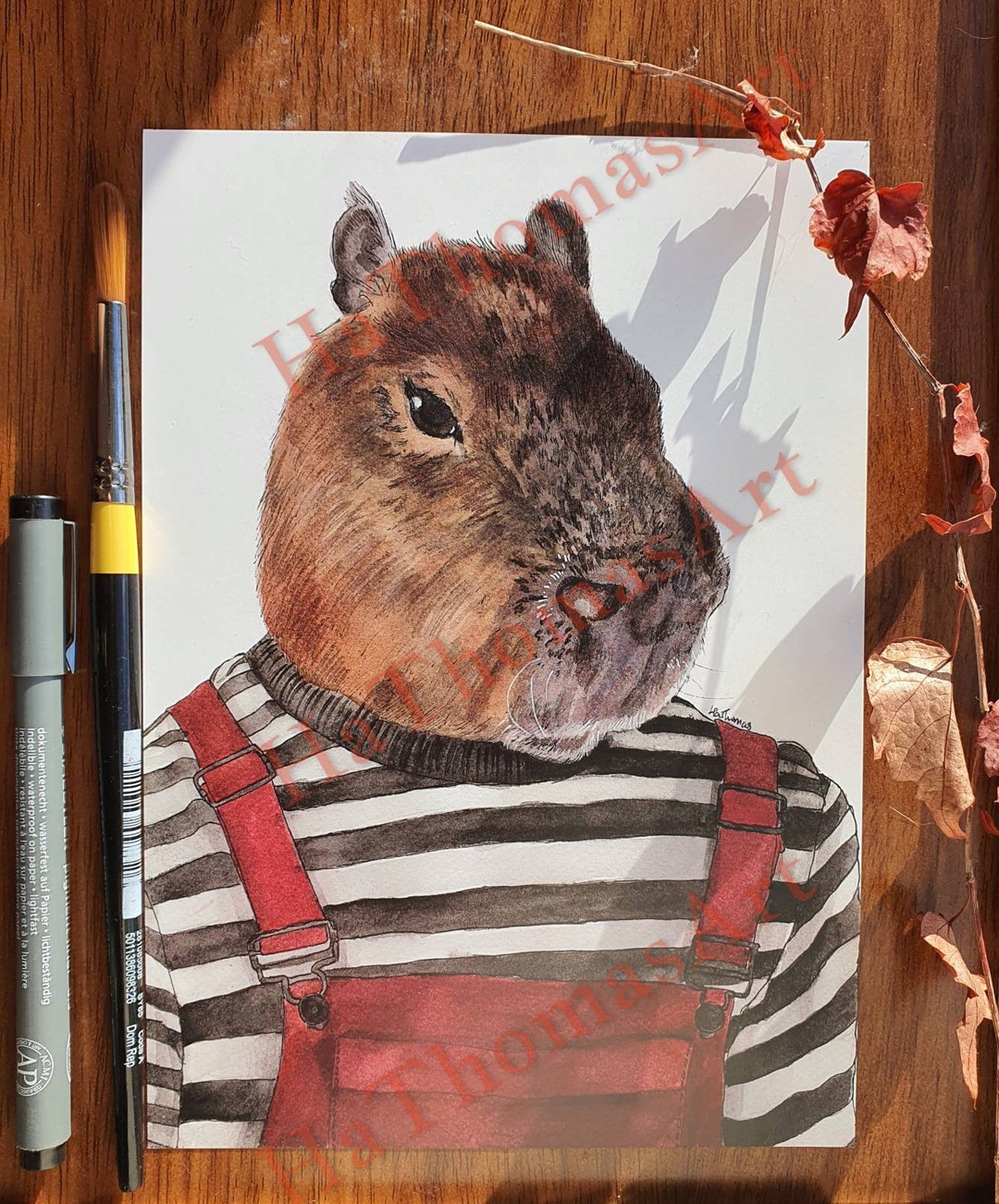 Dapper Capybara, A4 Watercolour Wall Art Print, Quirky Wildlife Art ...