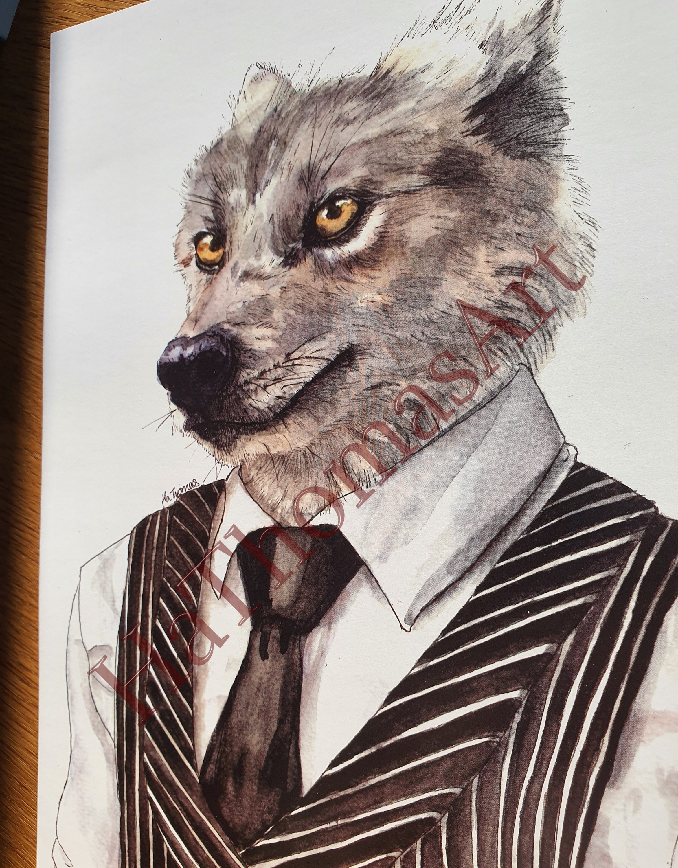 Dapper Wolf Art A4 Furry Art Print Animals in Clothes Print - Etsy