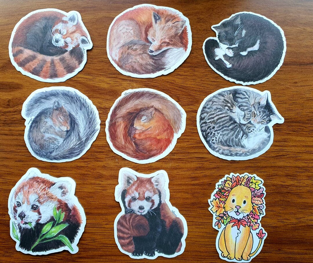 Sleepy Animal Sticker Pack, Decal for Laptop, Furry Art, Children's ...
