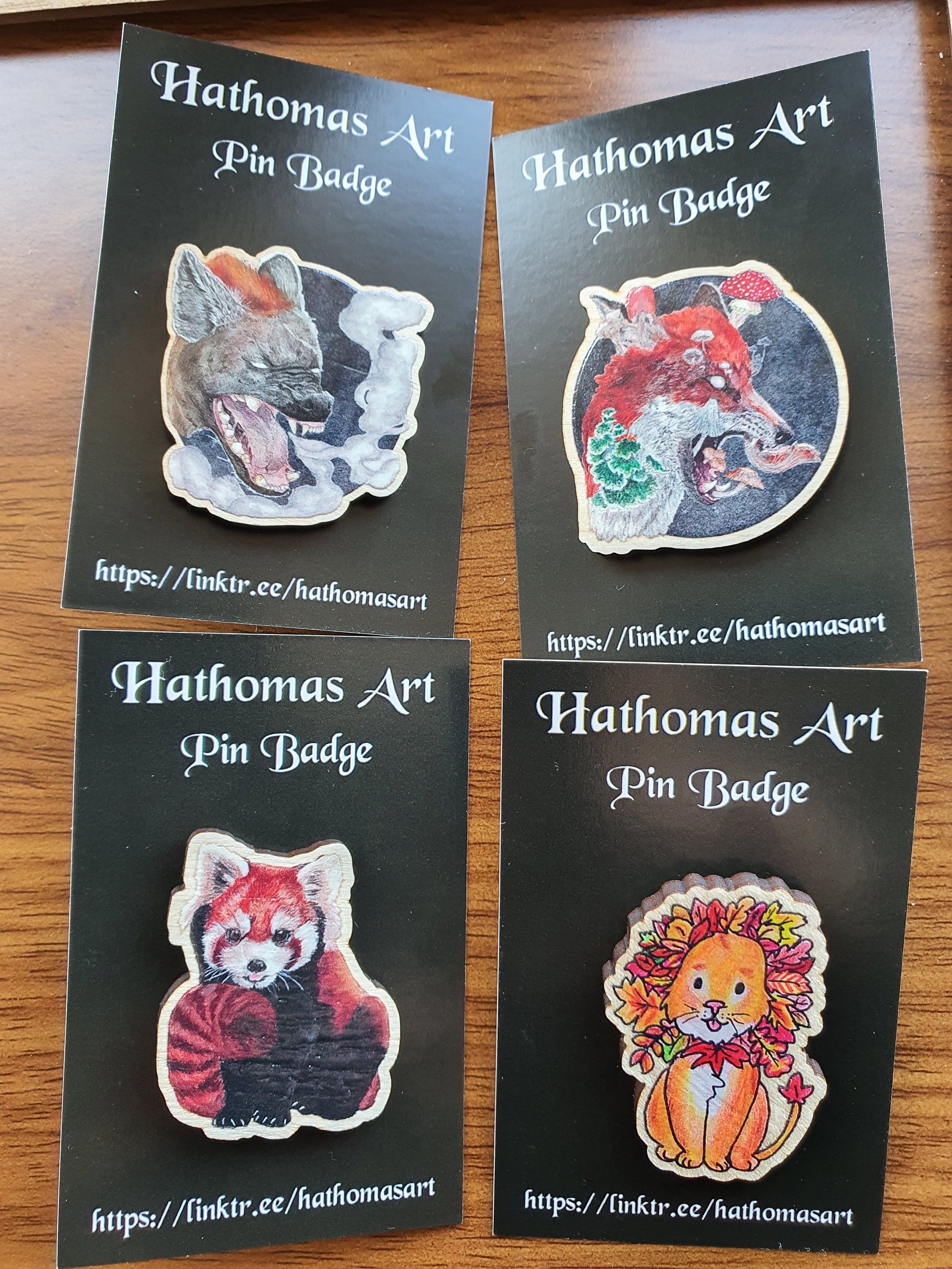 Hyena Wooden Pin, Hyena Smoke, Mix and Match Pins, Wildlife Art Pin ...