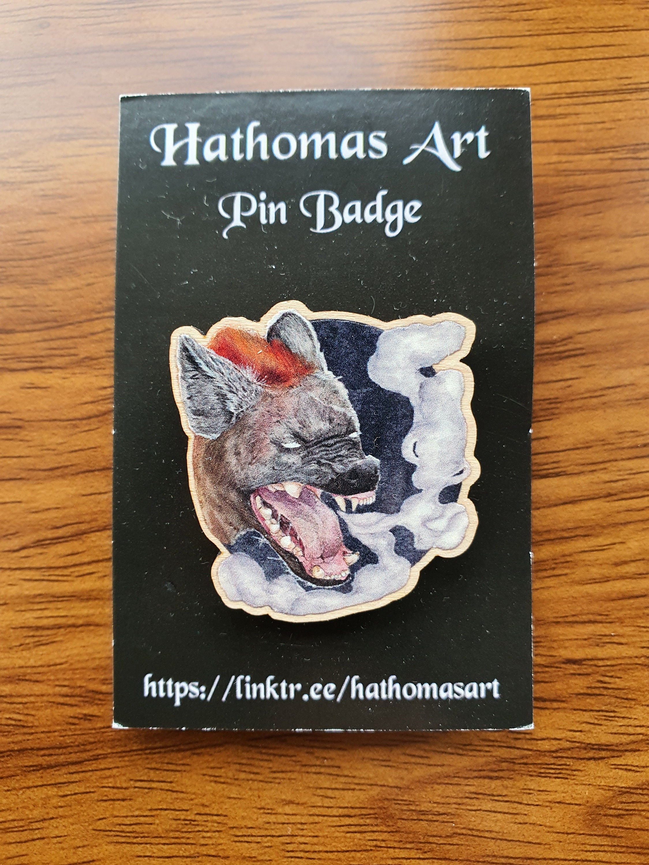 Hyena Wooden Pin, Hyena Smoke, Mix and Match Pins, Wildlife Art Pin ...