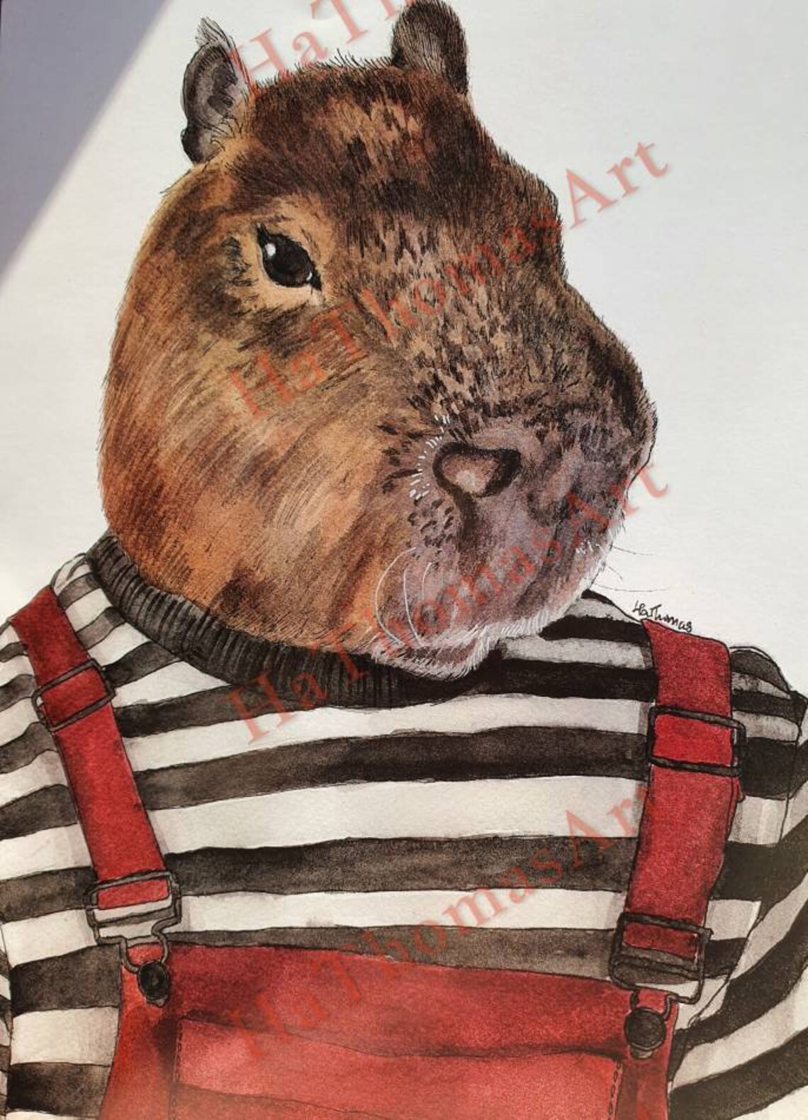 Dapper Capybara A4 Watercolour Wall Art Print Quirky - Etsy
